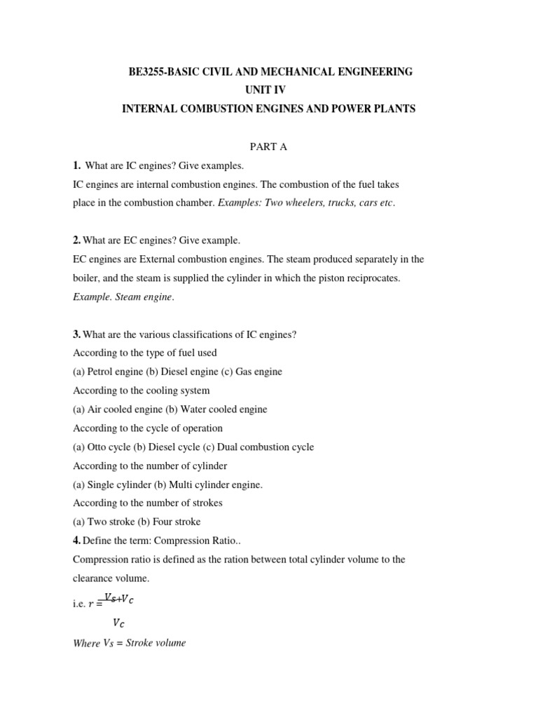 Bcme Unit Iv 2 Marks Q&a | PDF | Pump | Internal Combustion Engine