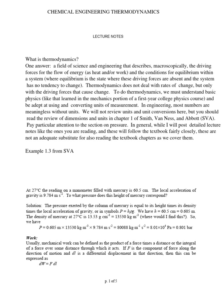 Thermodynamics Lecture Notes | PDF | Gases | Heat