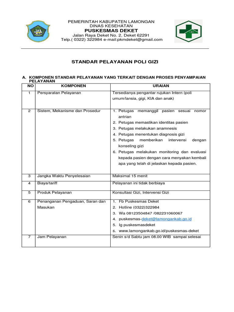 Standar Pelayanan Poli Gizi 12 | PDF
