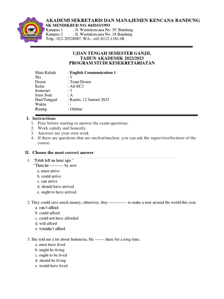 A_ENGLISH COM 1_UAS | PDF