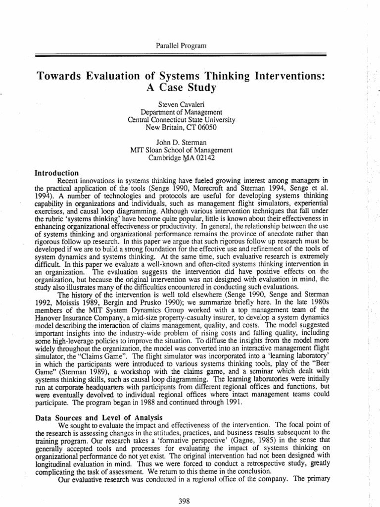 Systems Thinking Case 1 | PDF