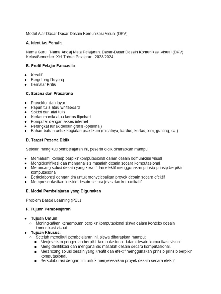 Modul Dasar-Dasar Desain Komunikasi Visual - Dadang Nugraha | PDF | Karier & Perkembangan | Seni