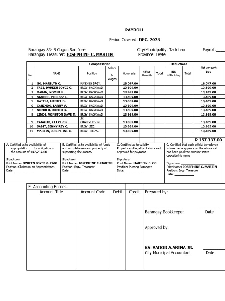 DECEMBER 2023 PAYROLL_COUNCIL | Download Free PDF | Payroll ...