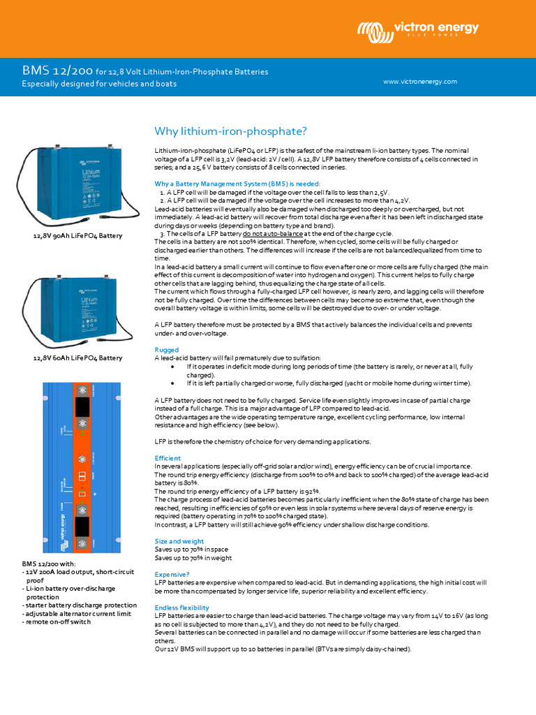 Datasheet Bms 12 200 en | PDF | Battery Charger | Fuse (Electrical)