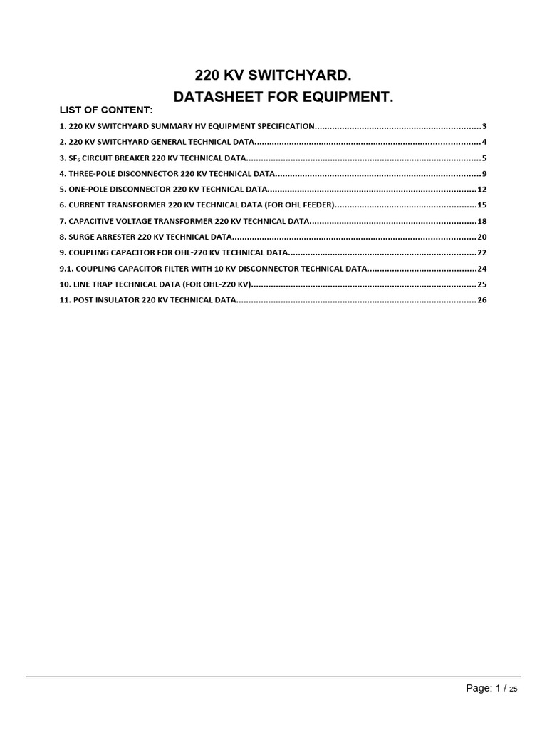220 kV Switchyard Equipment Overview | PDF | Electrical Substation ...