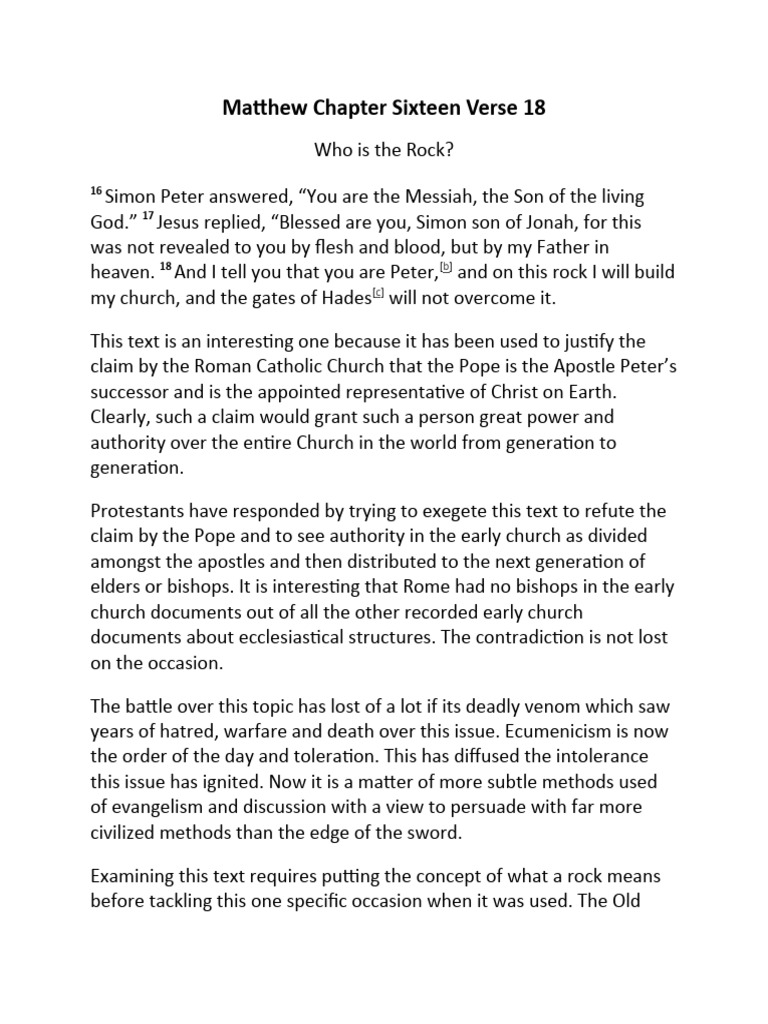 Matthew Chapter 16 Verse 18 | PDF | Saint Peter | Jesus