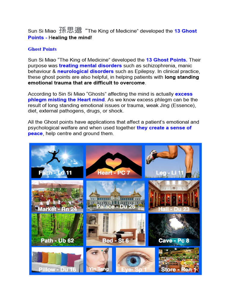 Sun Si Miao's 13 Ghost Points Explained | PDF | Psychological Trauma ...