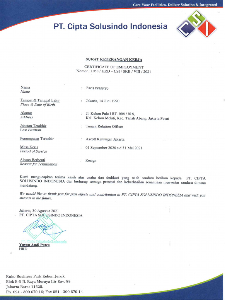 Paklaring Faris P | PDF