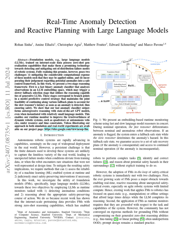Real-Time Anomaly Detection and Reactive Planning With Large Language Model | PDF | Robotics | Robot