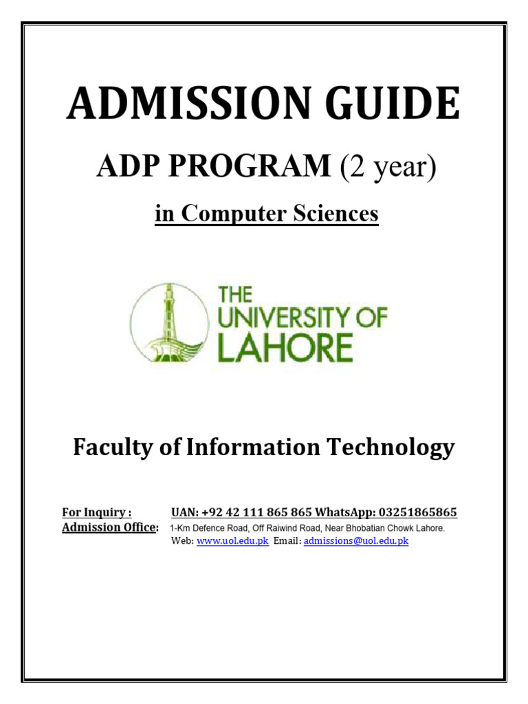 ADP in Computer Sciences Admission Guide | PDF | Technology & Engineering