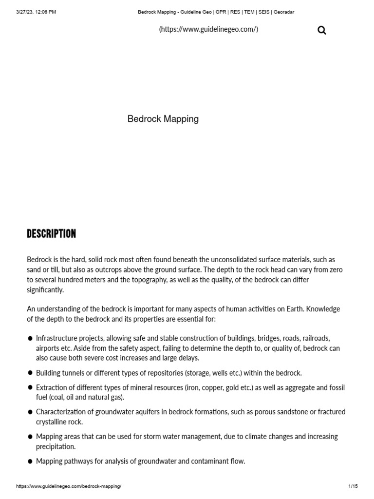 Bedrock Mapping - Guideline Geo - GPR - RES - TEM - SEIS - Georadar ...