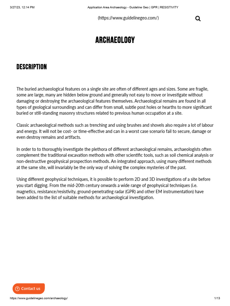 Application Area Archaeology - Guideline Geo - GPR - RESISTIVITY | PDF ... Application Area Archaeology - Guideline Geo - GPR - RESISTIVITY | PDF ...