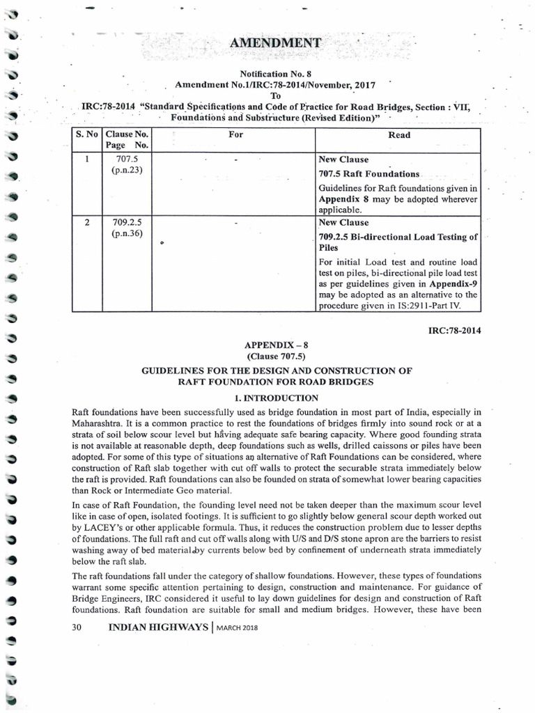 IRC 78 Ammendment | PDF | River | Deep Foundation