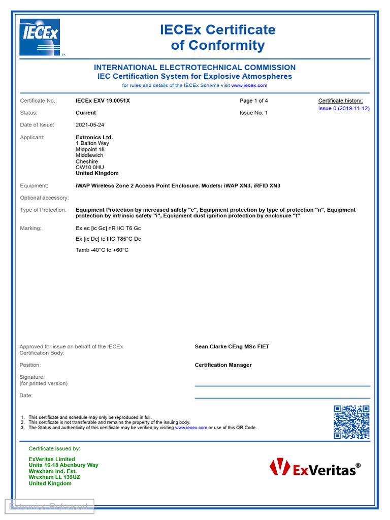 iWAP XN3 IECEx Certificate - X1236422 | PDF | International ...
