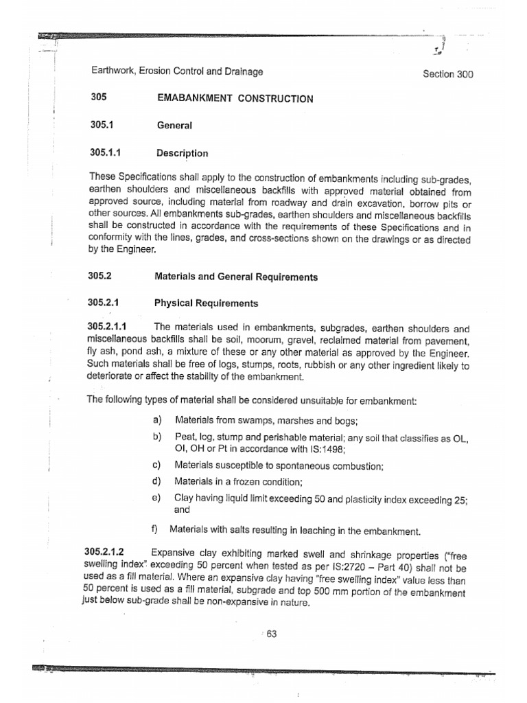 Requirements of Backfill Material - MORTH Document | PDF