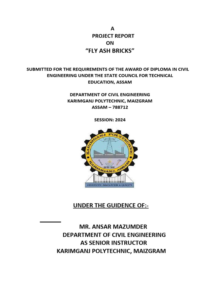 "Fly Ash Bricks": A Project Report ON | PDF | Brick | Green Building