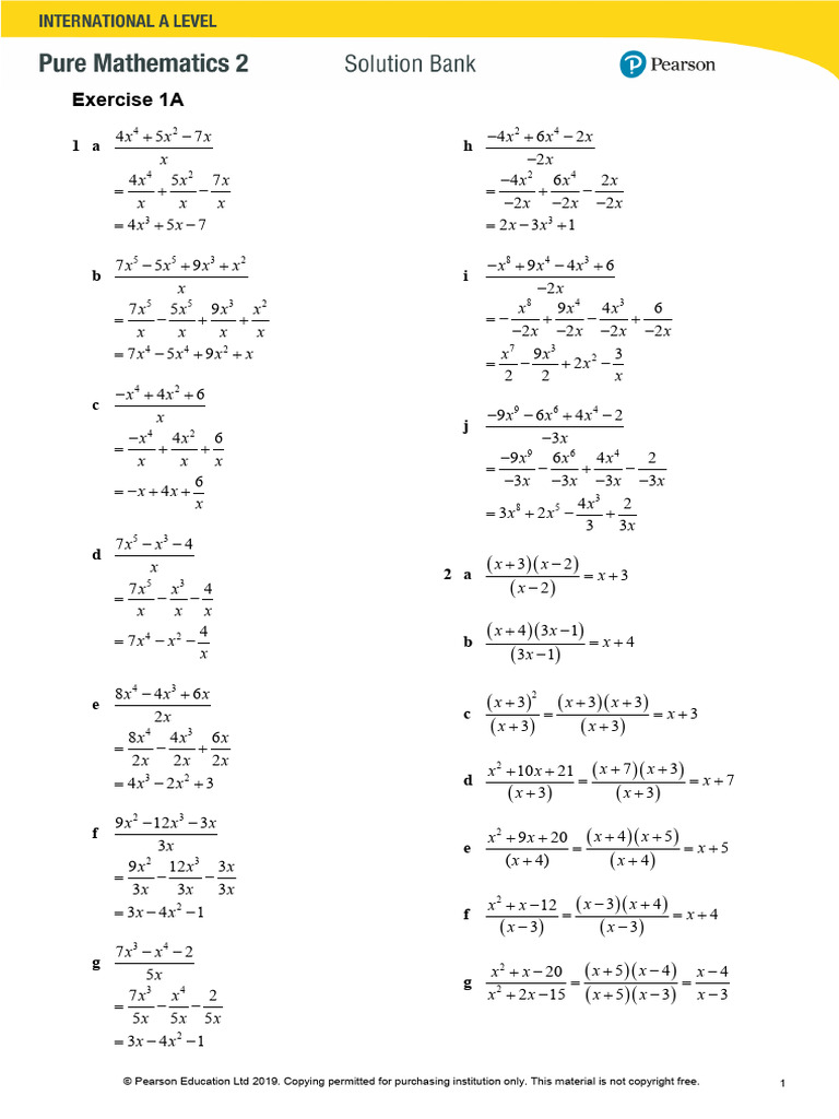 P2 Chapter 1 Algebraic Methods | PDF