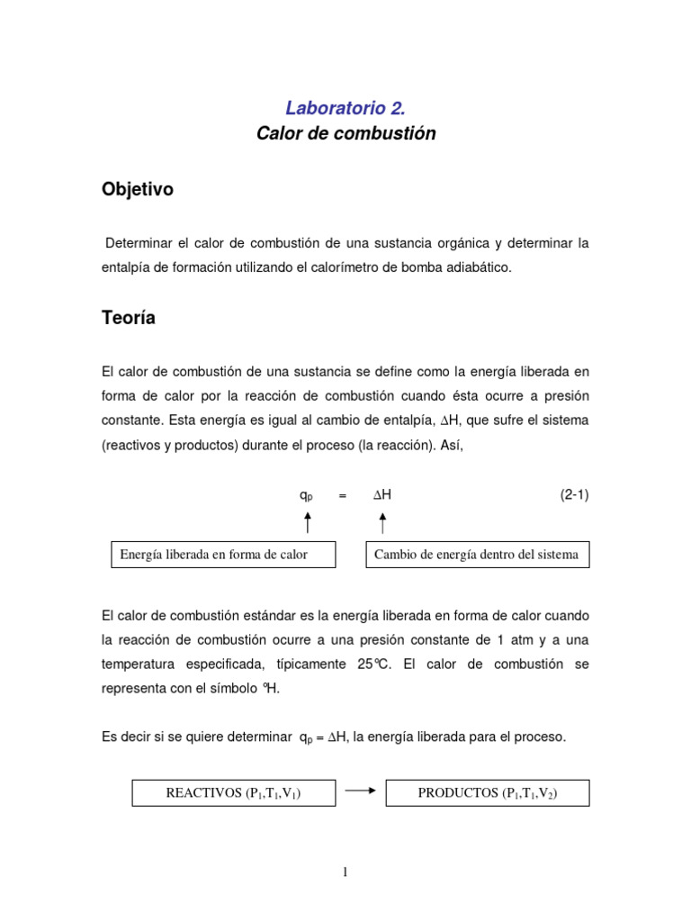 Calor de Combustión | PDF | Calor | Entalpía