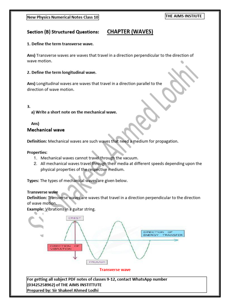 10th Class Physics Numericals by Shakeel | PDF | Waves | Radio