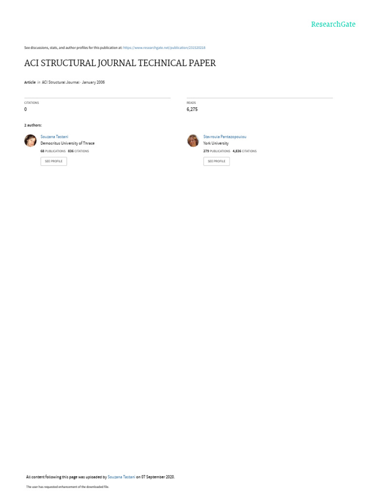 ACI STRUCTURAL JOURNAL TECHNICAL PAPER | Download Free PDF | Strength ...