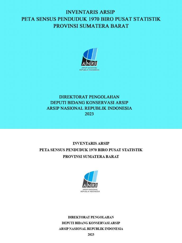 KG 22f. Inventaris Arsip Peta Sensus Penduduk 1970 Biro Pusat Statistik Bps Provinsi Sumatera ...