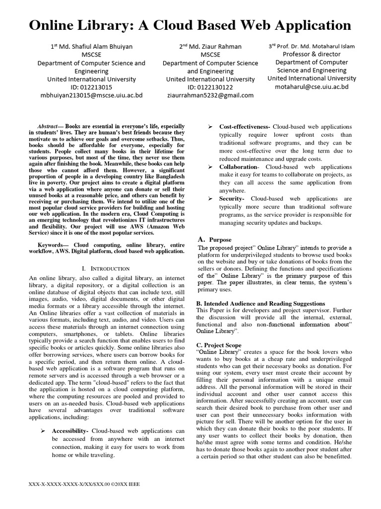 Online Library A Cloud Based Web Application | PDF | Cloud Computing | Digital Library