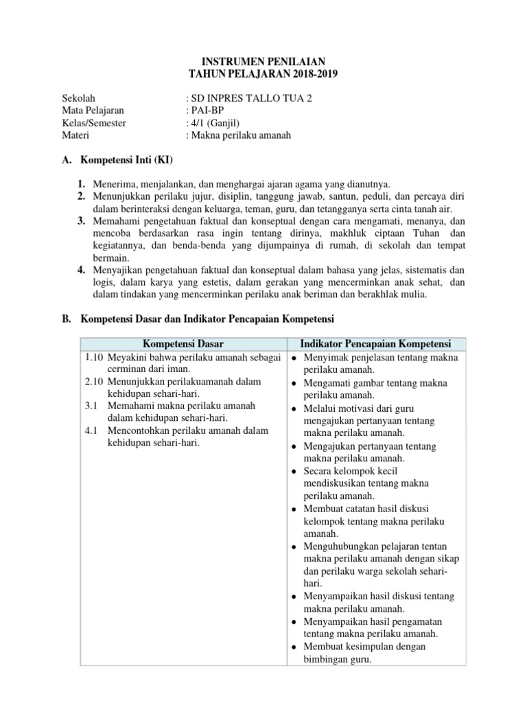 Instrumen Penilaian | PDF | Pengembangan Diri | Sains & Matematika