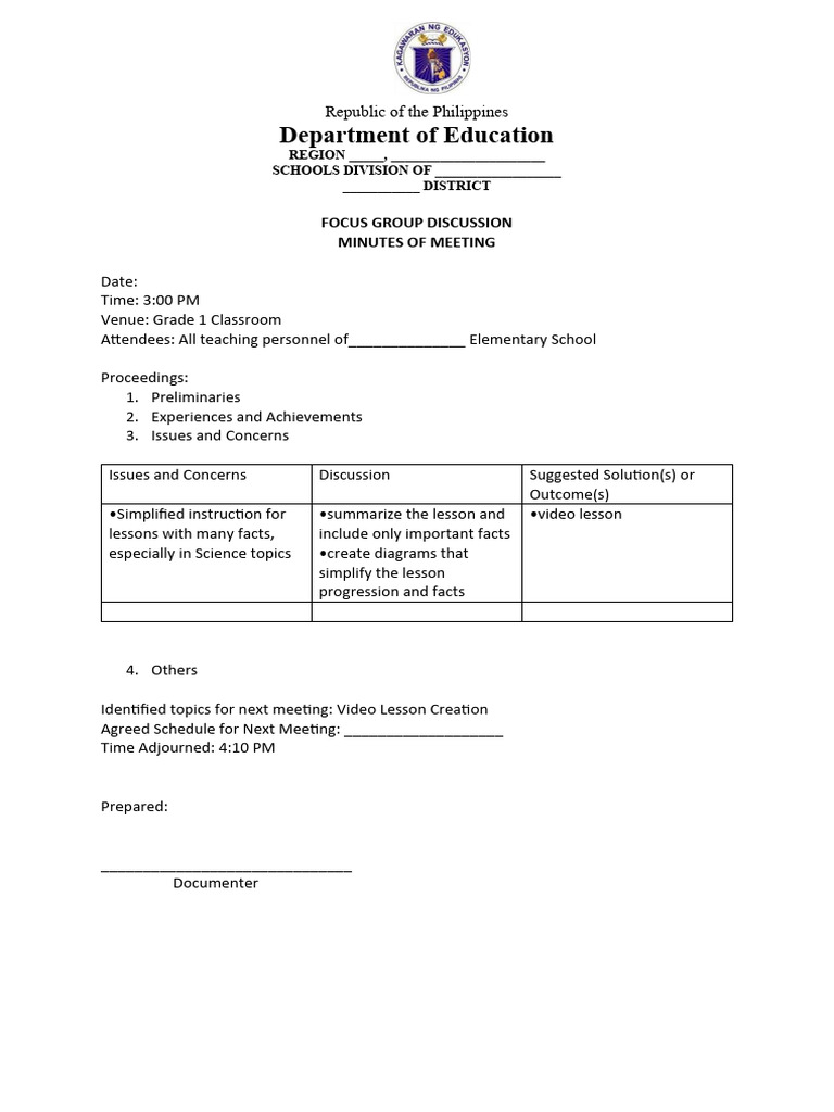 FGD Minutes Sample | PDF