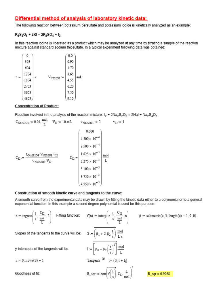 Differential Method of Analysis of Laboratory Kinetic Data | PDF ...