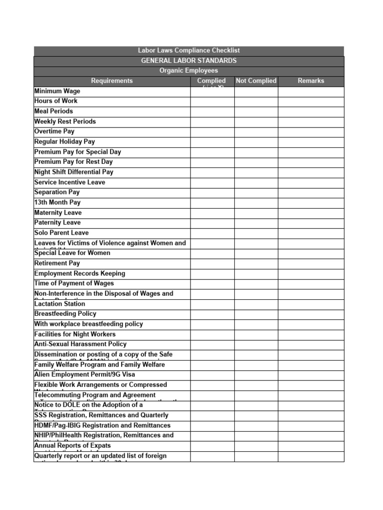 Labor Law Compliance Guide | PDF | Occupational Safety And Health ...
