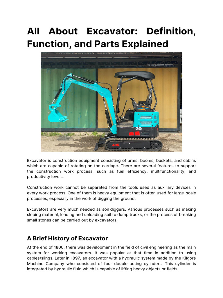 All About Excavator Definition Function | PDF | Manufactured Goods ...