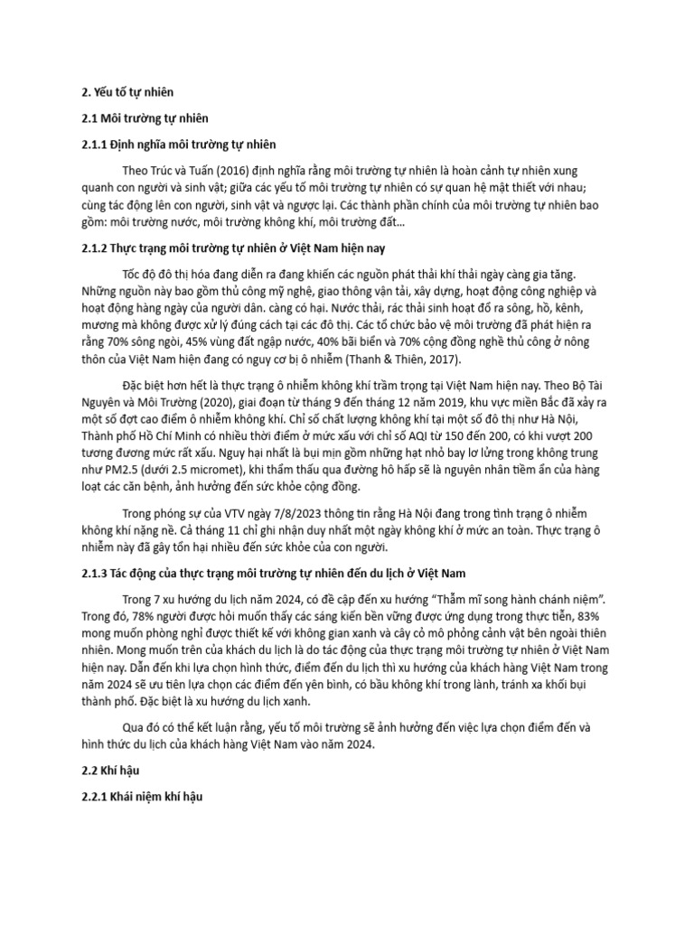 HVNTD - THI KTHP - Câu 1. Yếu tố tự nhiên | PDF