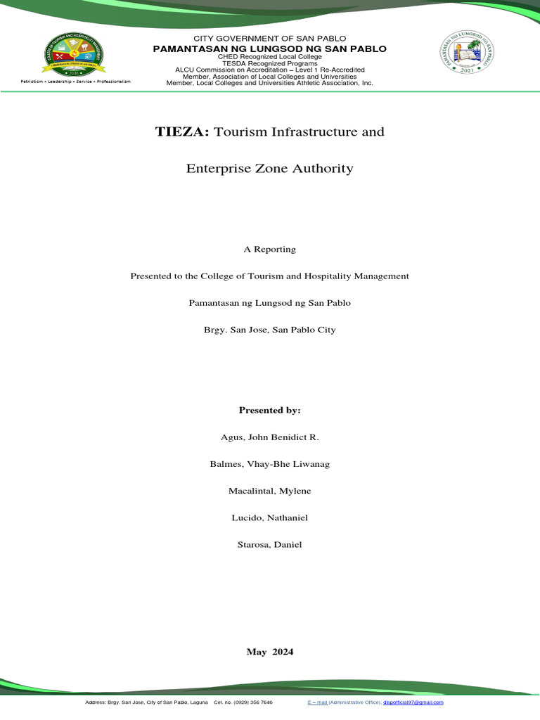 TIEZA Overview and Leadership Insights | PDF | Tourism | Economies