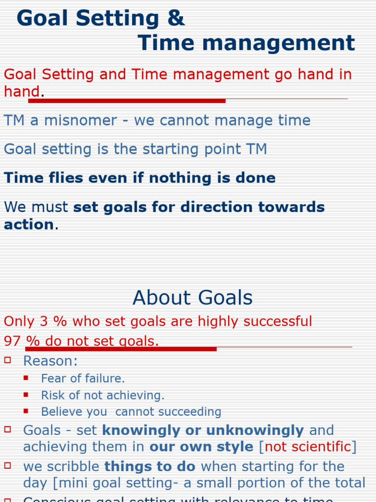 4.Goal Setting & Time Mgmt StudVer Ppt 17.07.08 | Download Free PDF ...