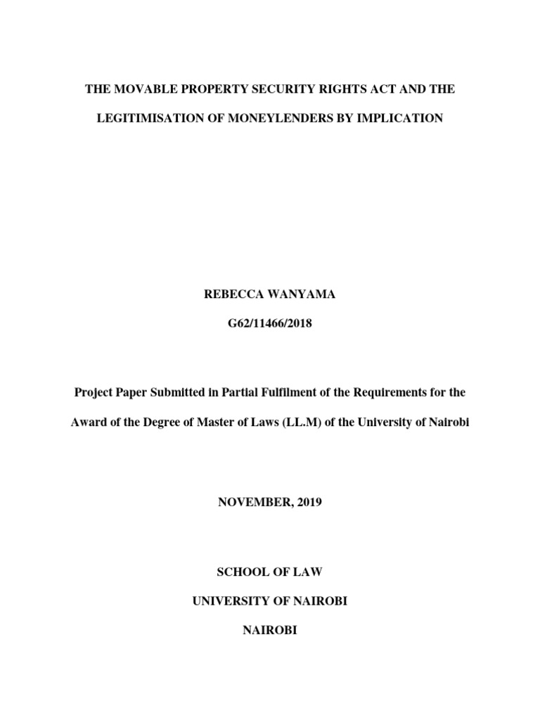 Wanyama - The Movable Property Security Rights Act and The ...