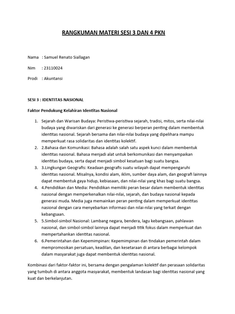 Rangkuman Materi Sesi 3 Dan 4 PKN | PDF