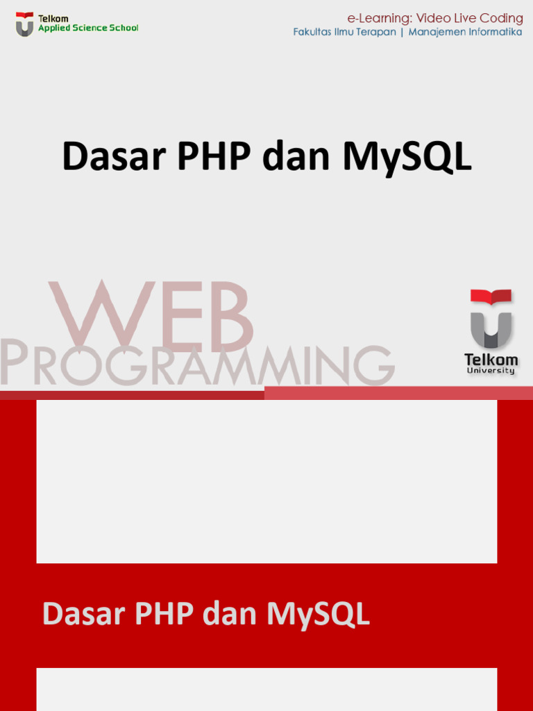 Pekan 1 - Dasar PHP Dan MySQL | PDF | Komputer | Teknologi & Rekayasa