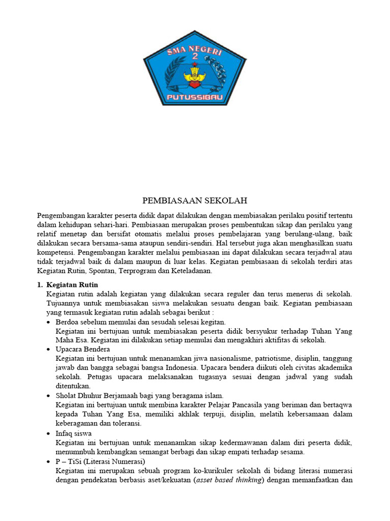 Pembiasaan Karakter di Sekolah | PDF