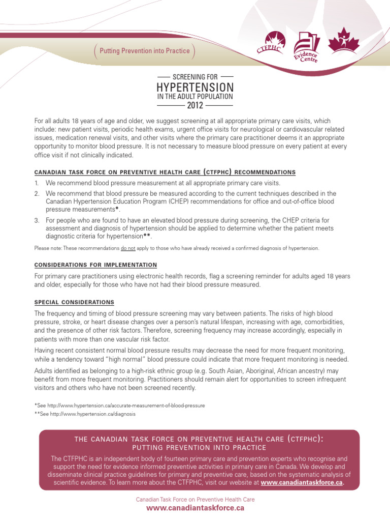 2012 Hypertension Clinician Algorithm en | PDF | Hypertension | Blood ...