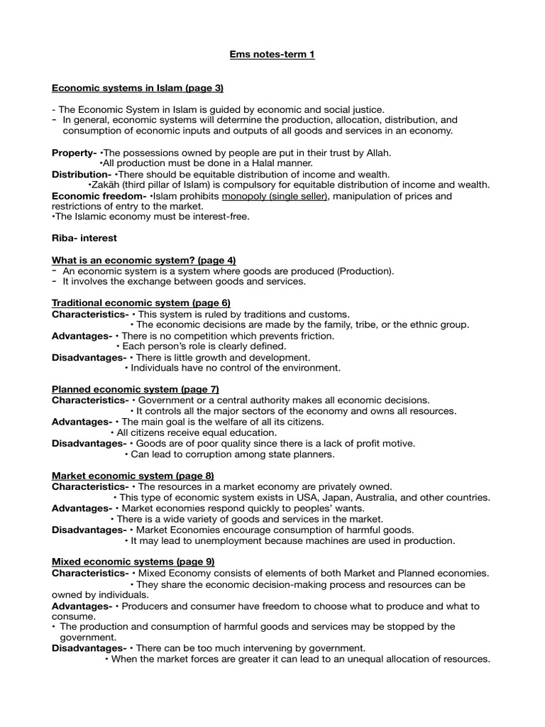 Ems notes | PDF | Economic System | Trade