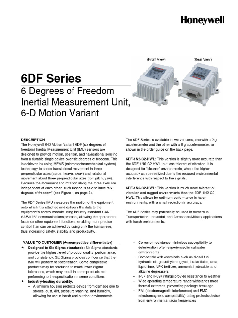 Honeywell Sensing Inertial Measurement Unit 6df PR 372034 | PDF ...