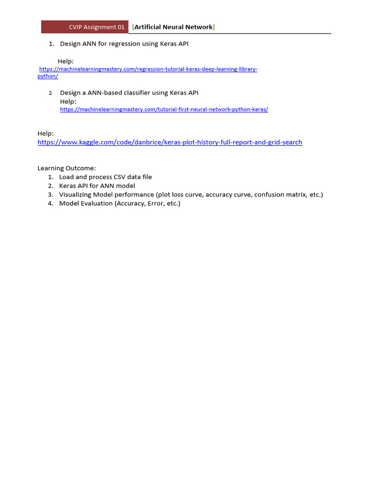 Artificial Neural Network: CVIP Assignment 01 | PDF