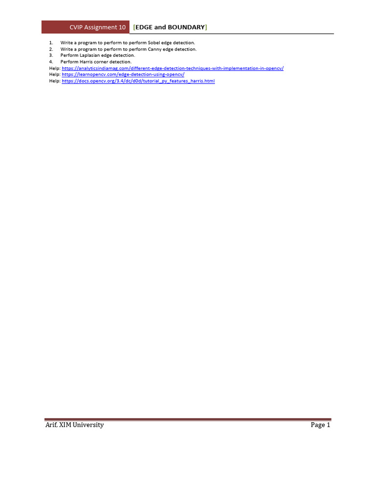 Edge and Boundary: CVIP Assignment 10 | PDF | Business | Technology & Engineering