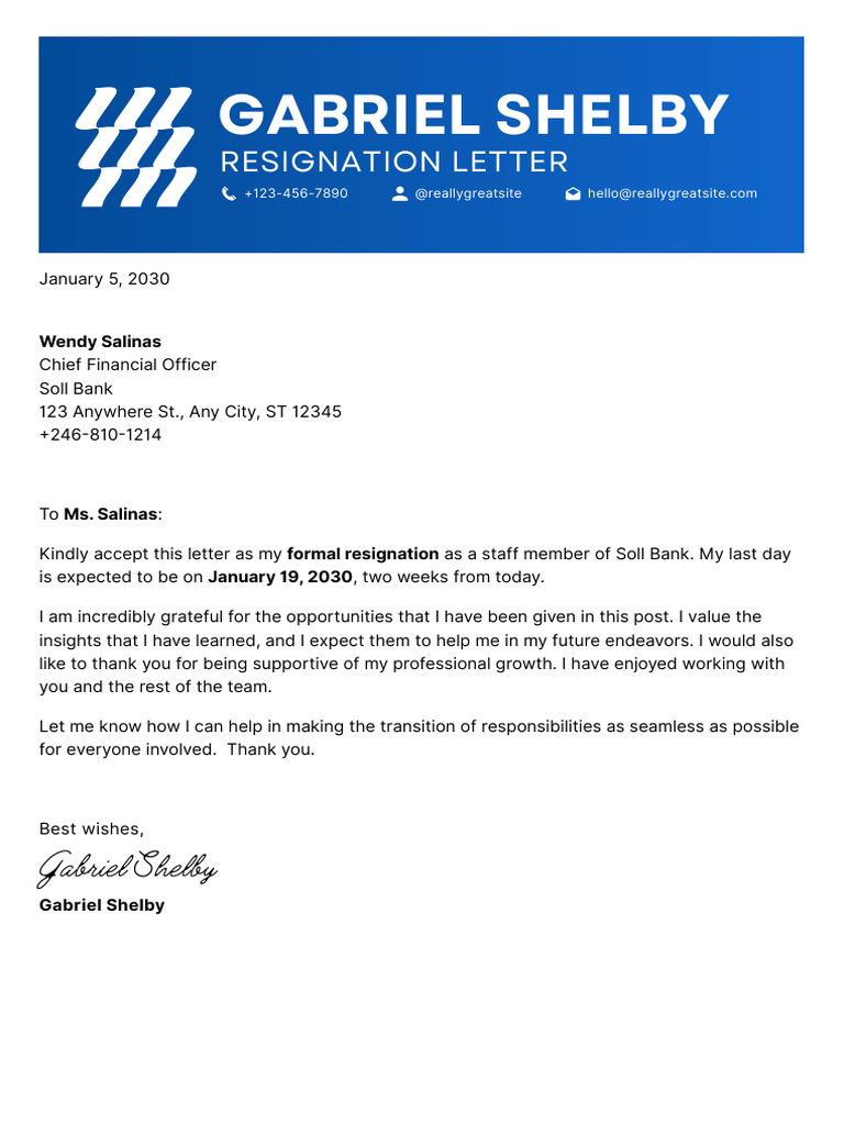 Resignation Doc in Blue White Black Simple Style - 20240712 - 150924 - 0000 | PDF | Lifestyle