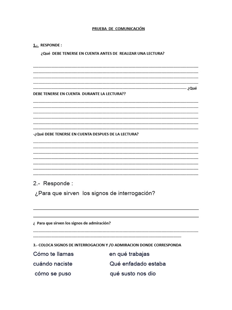 Prueba de Comunicación | PDF
