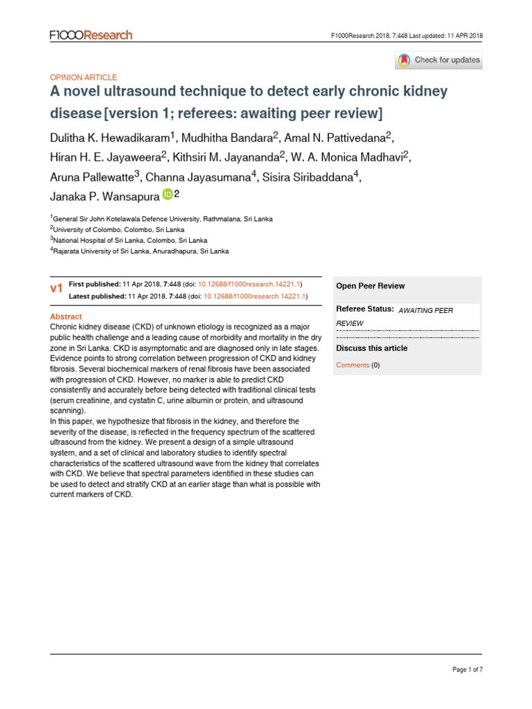 A Novel Ultrasound Technique To Detect Early Chron | PDF | Chronic ...