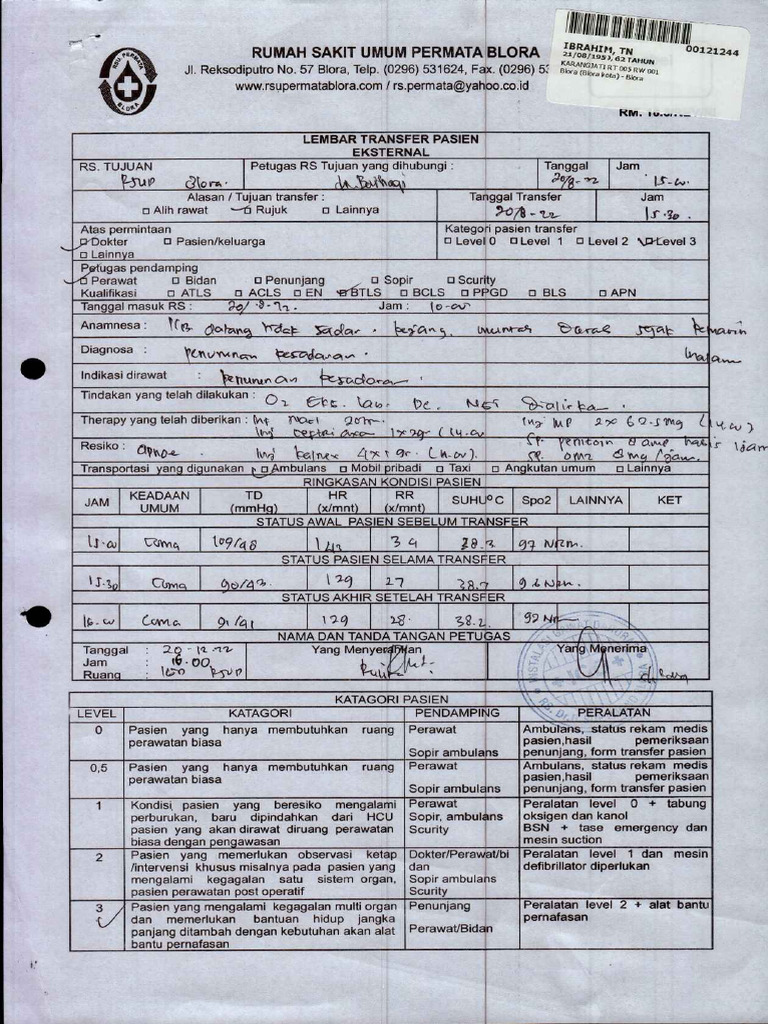 Form Transfer Eksternal Dan Rujukan | PDF