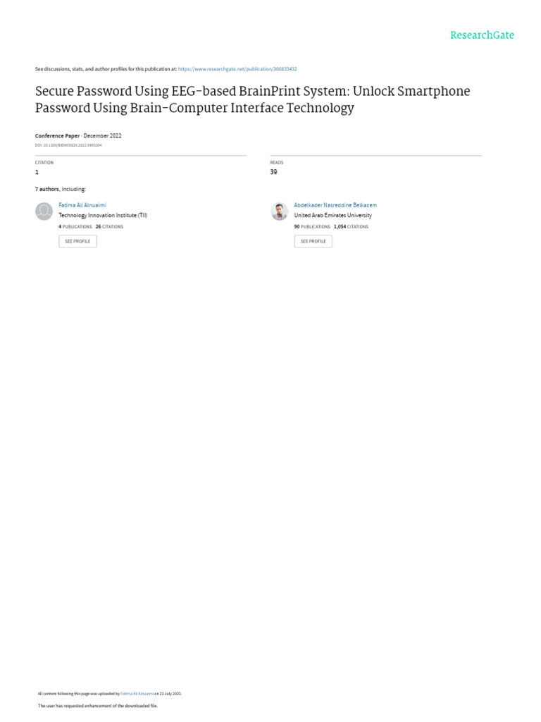 EEG-Based BrainPrint Security | PDF | Electroencephalography | Computer Security