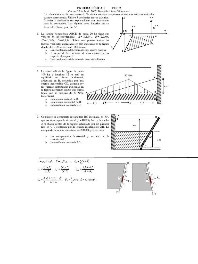 Pep2 2007 | PDF | Física | Cantidades fisicas