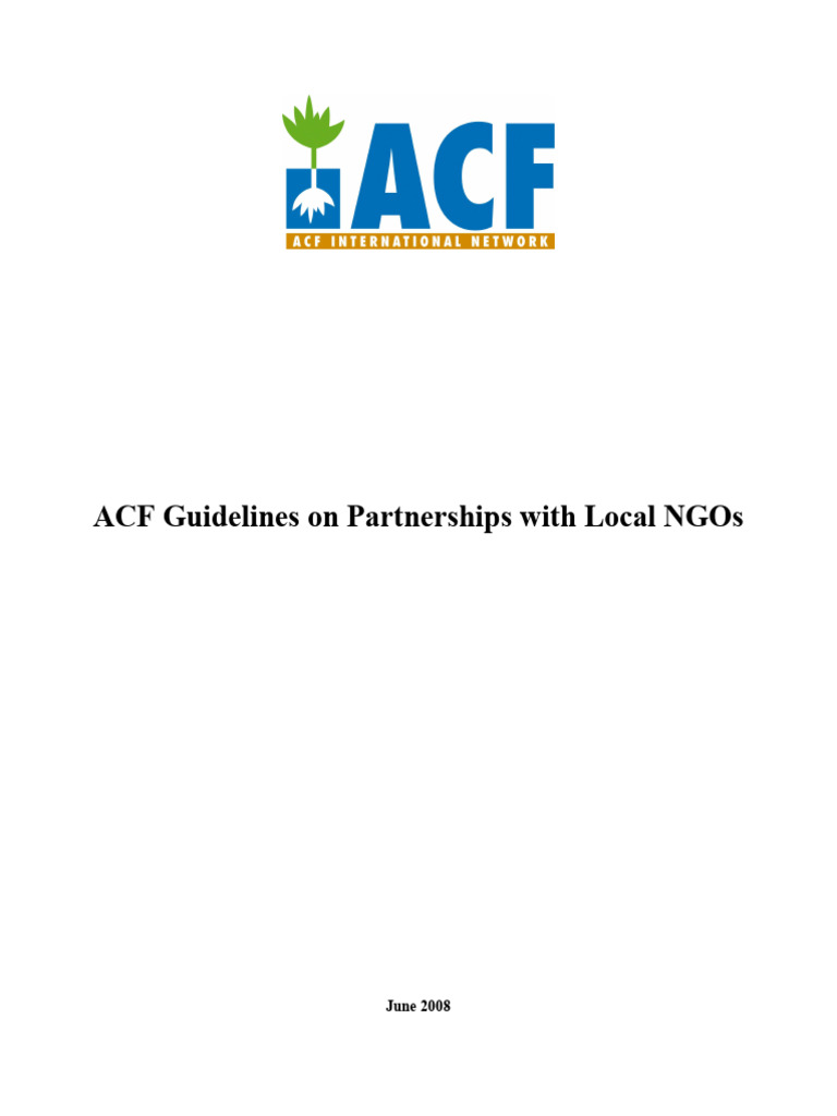 ACF 2008 Guidelines | PDF | Non Governmental Organization | Capacity ...